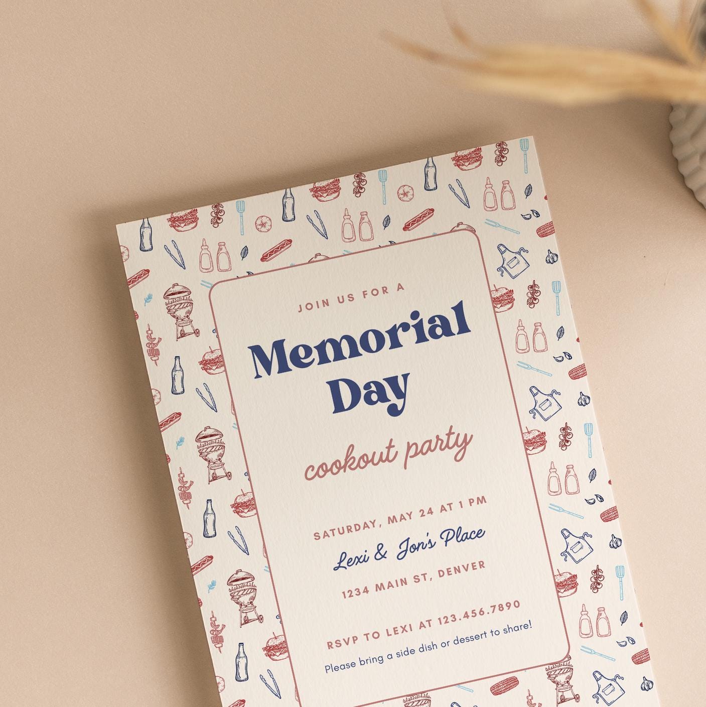 Memorial Day Cookout Invitation: BBQ Party Template (printable ...