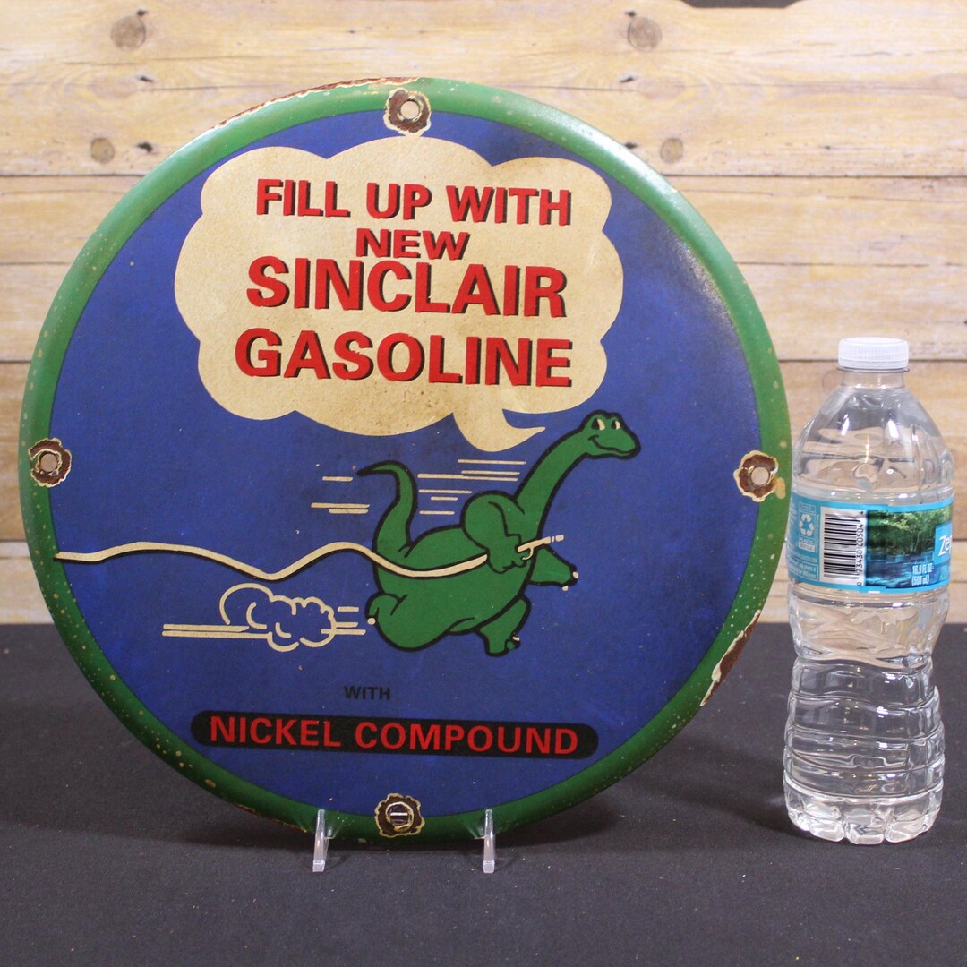 Vintage Porcelain Enamel Sign - Sinclair Gasoline Nickel Compound - Etsy