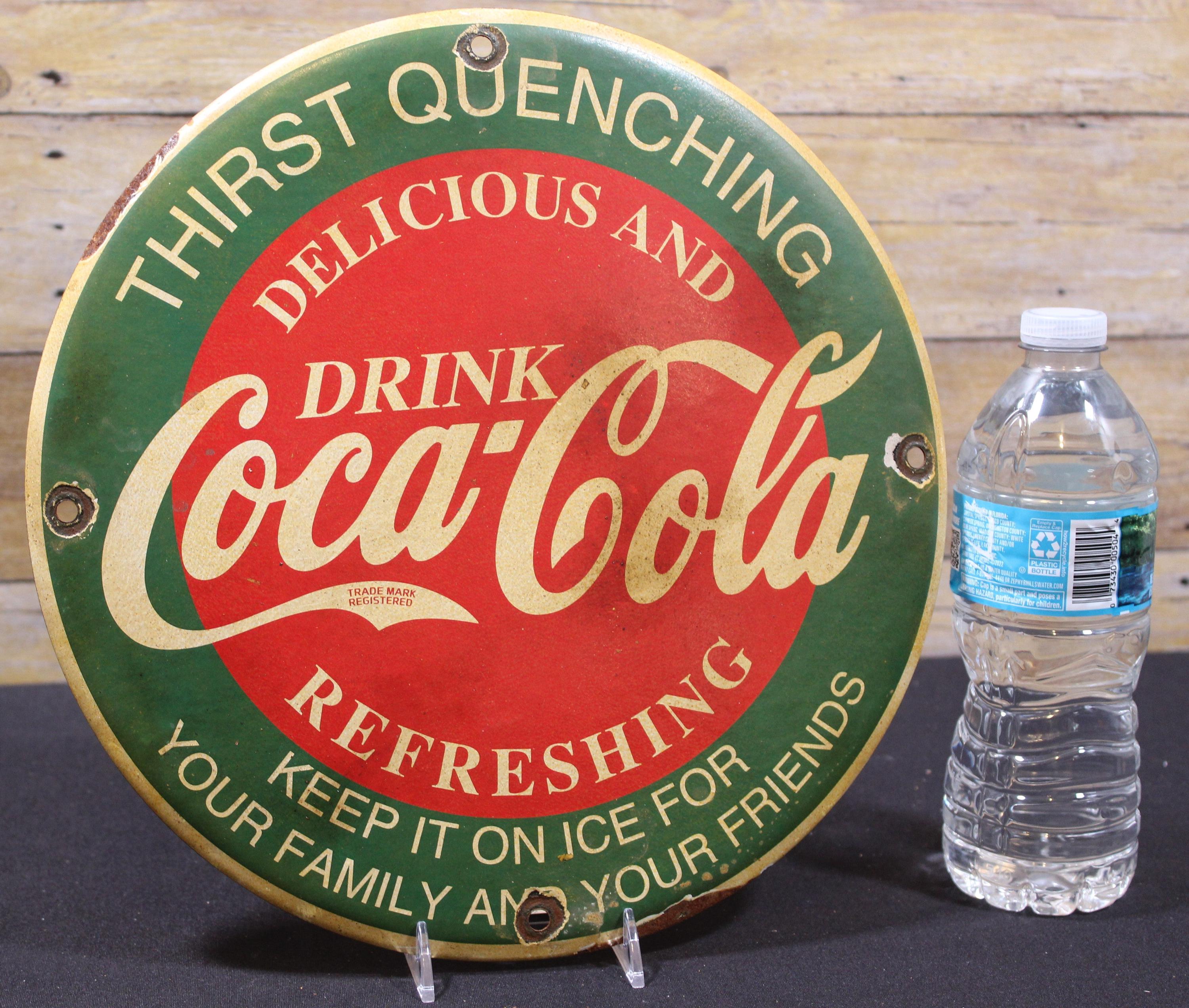 Vintage Porcelain Enamel Sign Classic Coke Advertisement Round 12in ...