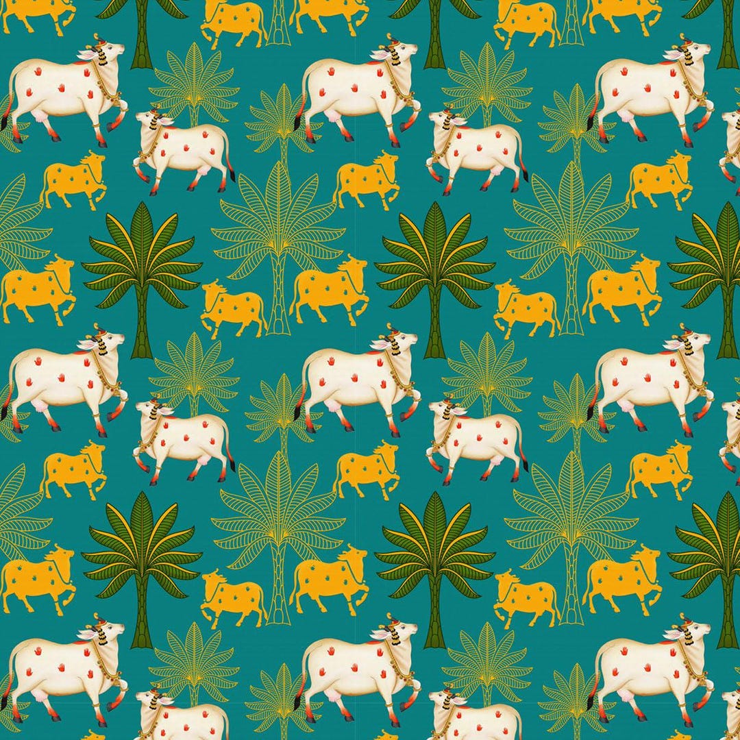 Green Pichwai Self Adhesive Wallpaper Textured Vinyl Wall Sticker ...