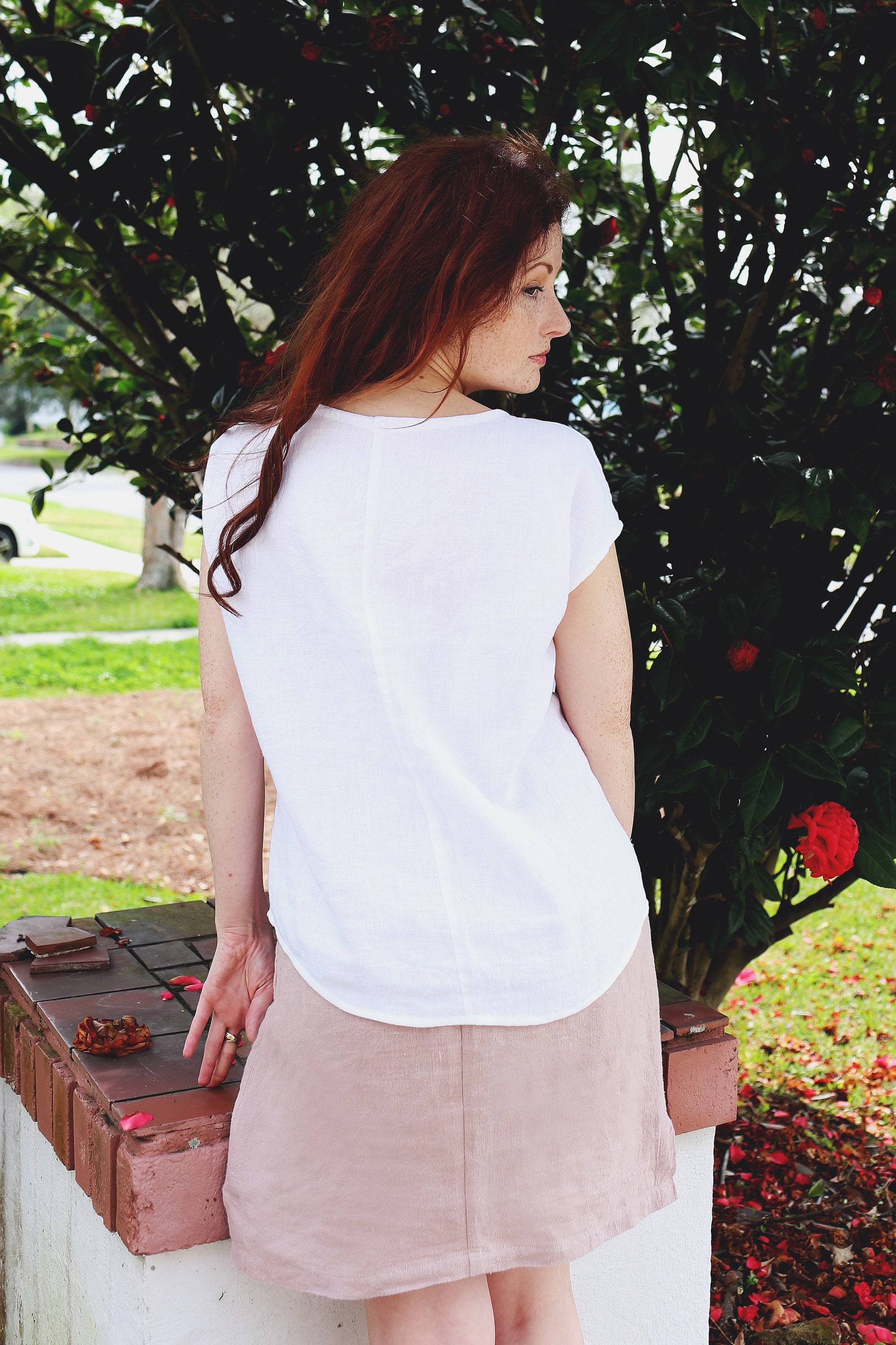 Linen Pocket Tee Scoop Neck Curved Hem Short Sleeve | Etsy