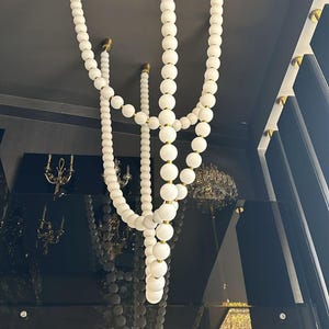 Pearl Necklace Pendant Light, Modern Brass Milky Glass Pendant ...