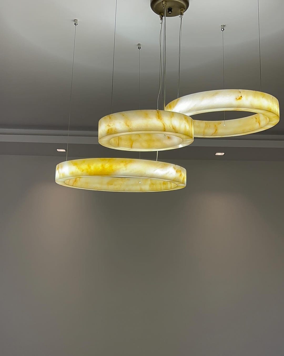 Handcrafted Marble Pendant Light Nature-inspired Design Light, Brass ...