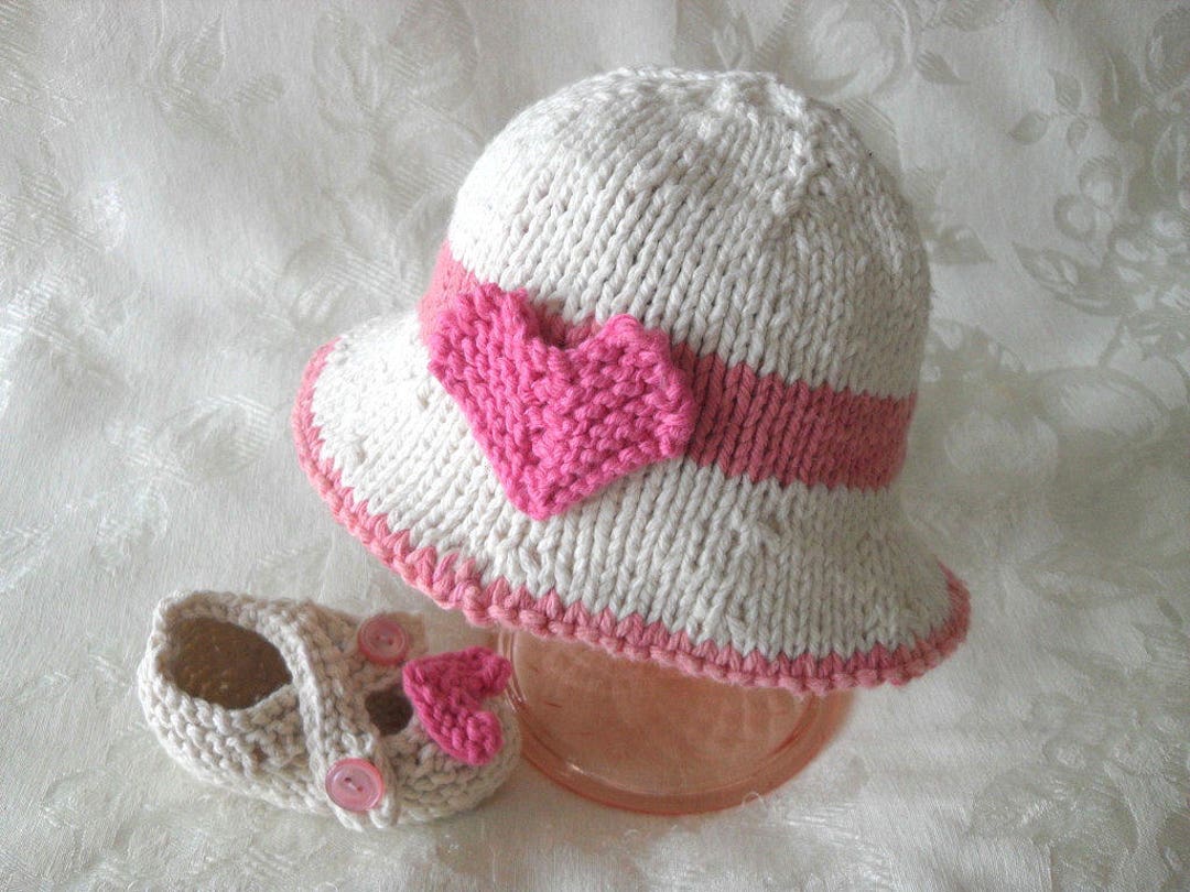 Baby Valentine Bonnet Knitting Knit Baby Hat Hand Knitted - Etsy