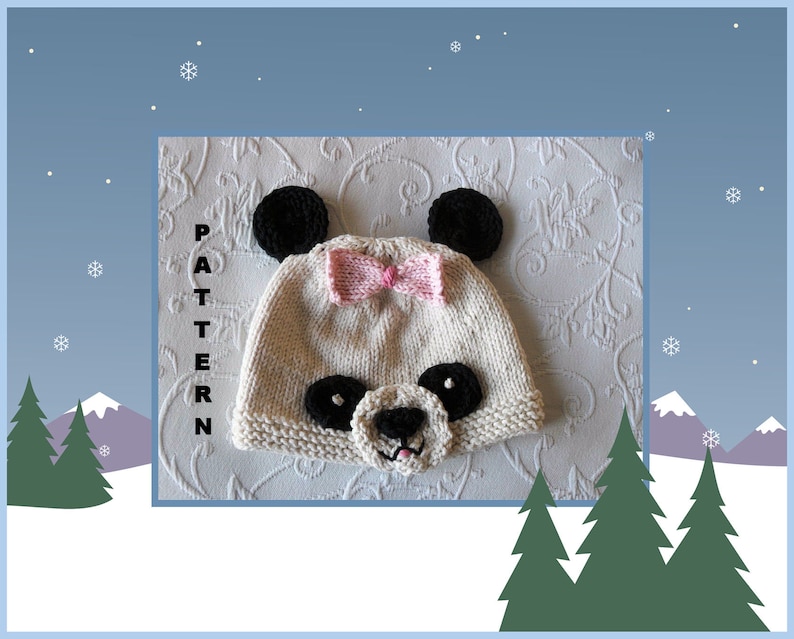 Knitted Hat Pattern Baby Hat Pattern Newborn Hat Pattern Panda - Etsy