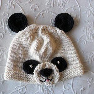 Knitted Hat Pattern Baby Hat Pattern Newborn Hat Pattern Panda Bear Hat ...