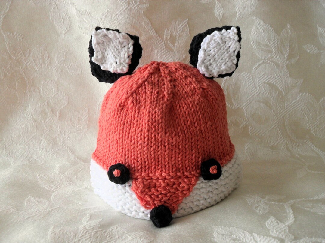 Knitted Fox Baby Hat Hand Knitted Fox Cap Knitted Animal Beanie Knitted ...