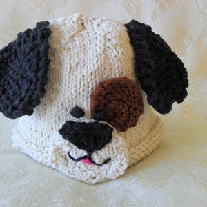 Knitted Dog Baby Hat Knit Baby Cap Knitted Puppy Hat Baby Beanie Animal ...