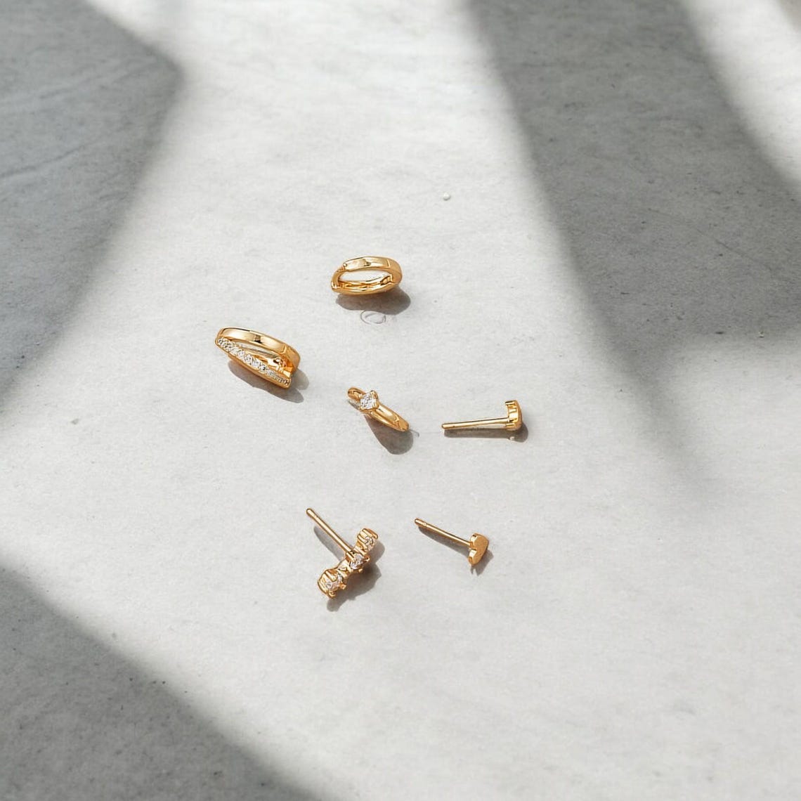 Pierced Earring Set Gold Stacking Earring Hoops Minimal Ear Stack for ...