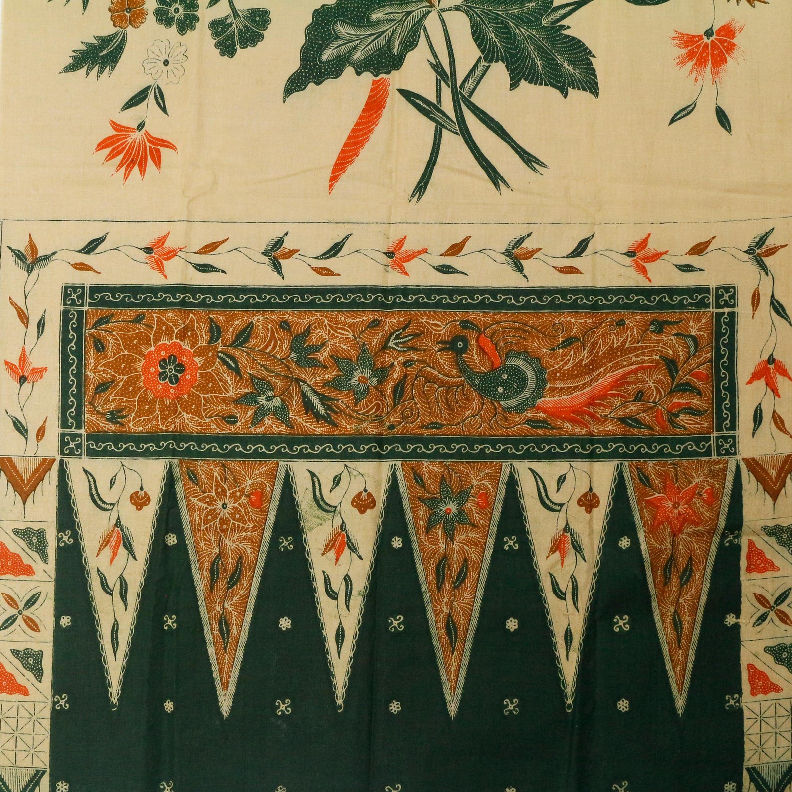 Vintage Cirebon Handcrafted Indonesian Batik Selendang - Bird and ...