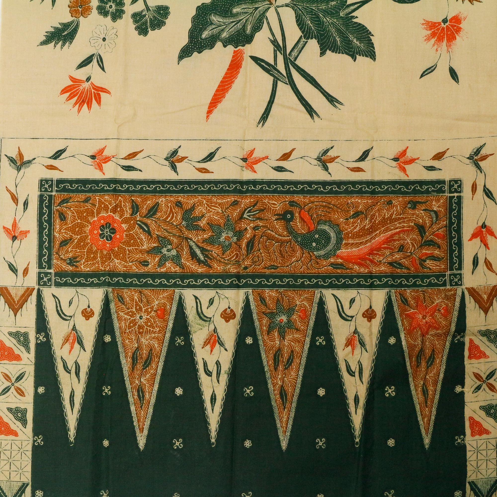 Vintage Cirebon Handcrafted Indonesian Batik Selendang - Bird and ...