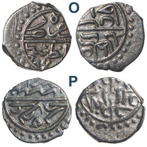 Antique Islamic Ottoman Empire Silver Akce Coins - Bayezid II - (886 ...