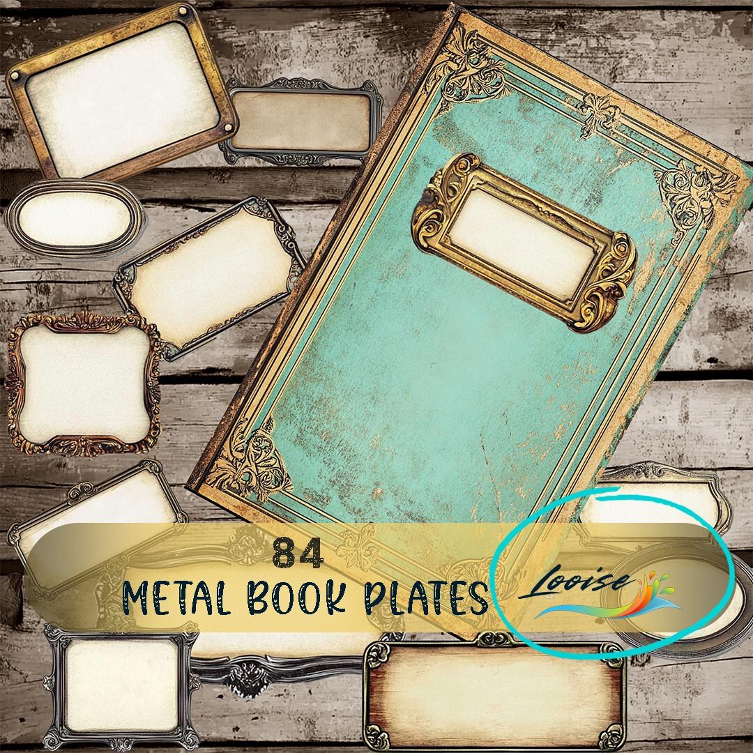 Metal Book Cover Name Plates Labels | PNG Do It Yourself Vintage Junk ...