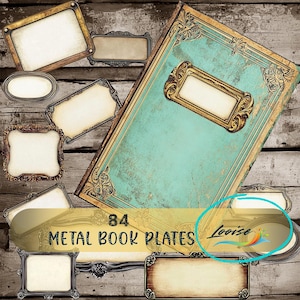 Metal Book Cover Name Plates Labels | PNG Do It Yourself Vintage Junk ...