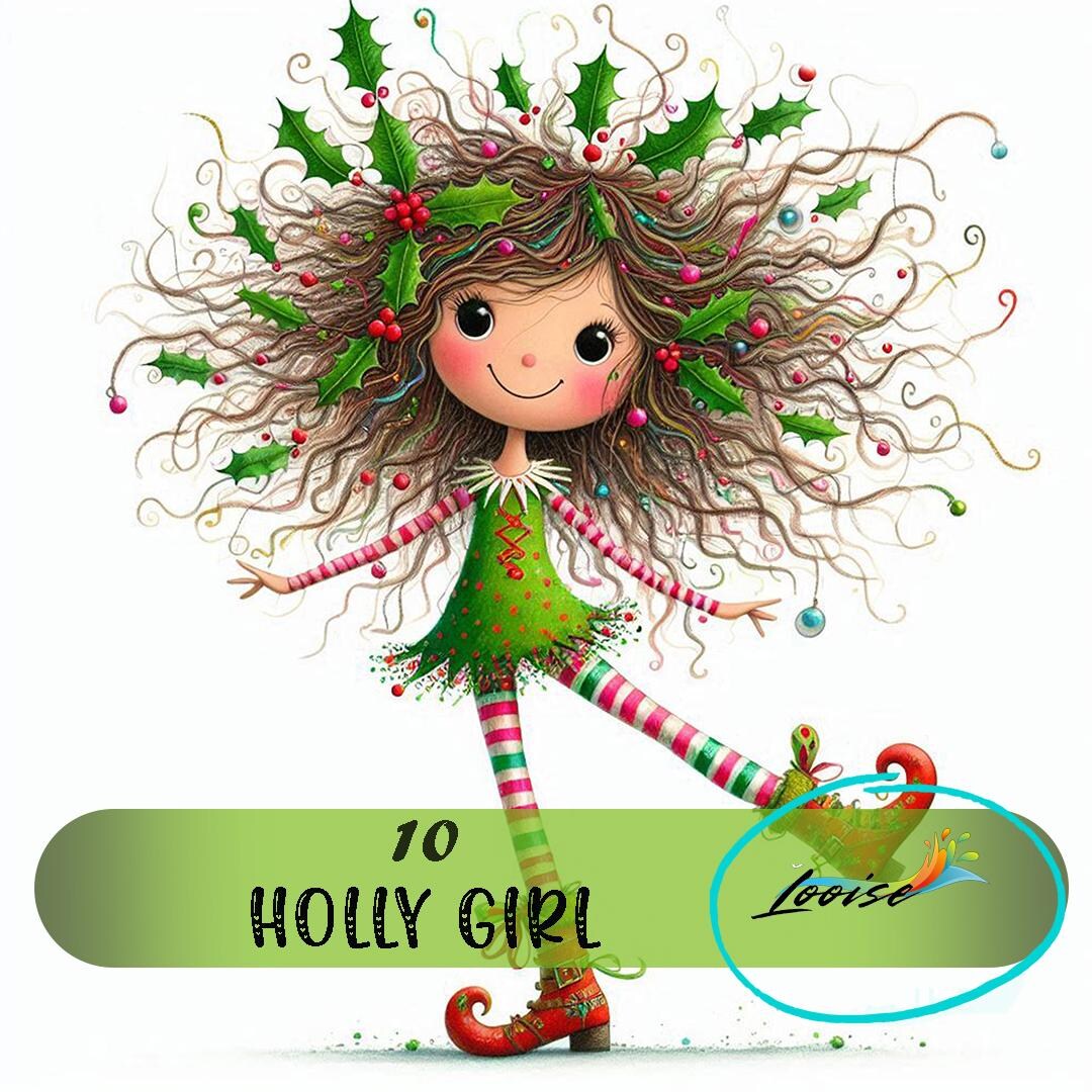Cute Holly Girl Clipart – DIY Digital Products: Anime Figures, Stickers ...