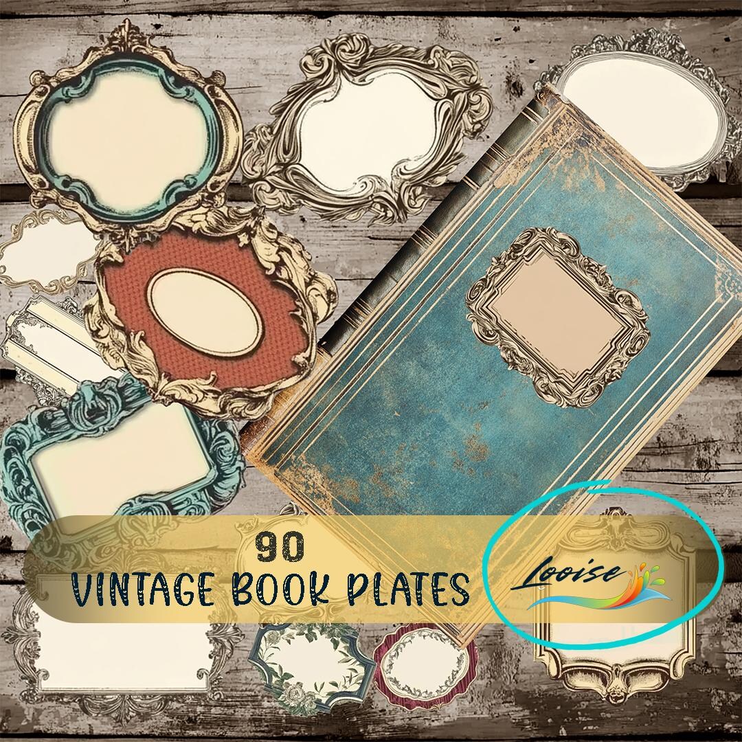 Vintage Book Cover Name Plates Labels | PNG Products | Do It Yourself ...