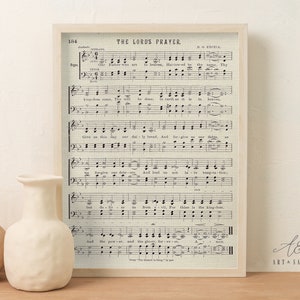 The Lord's Prayer Sheet Music Art Print, Our Father Hymn Wall Decor ...
