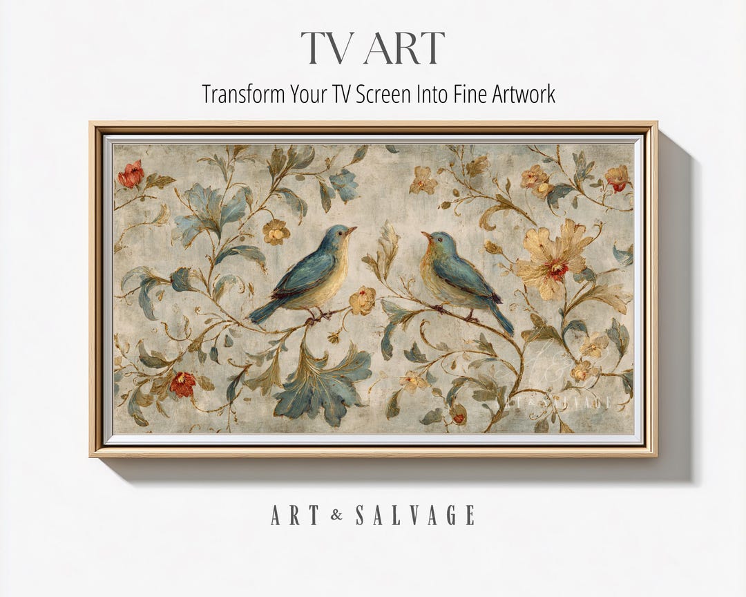Rococo-inspired Songbird TV Art | French Decorative Bird & Floral Art ...