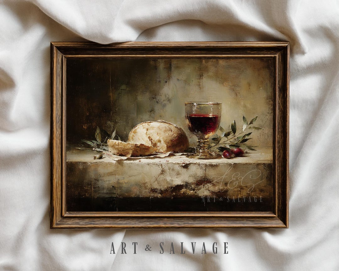 Christian Communion Still Life Printable Art | Bread of Life Scripture ...