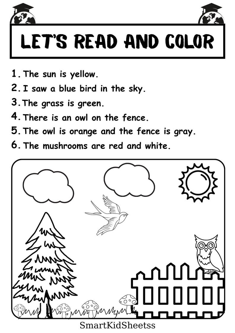 Summer ESL Activity - Read and Color Worksheet for Kids - Etsy
