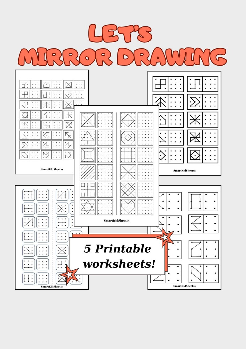 Symmetry Drawing Worksheets for Kids – Mirror Drawing Activity – Visual ...