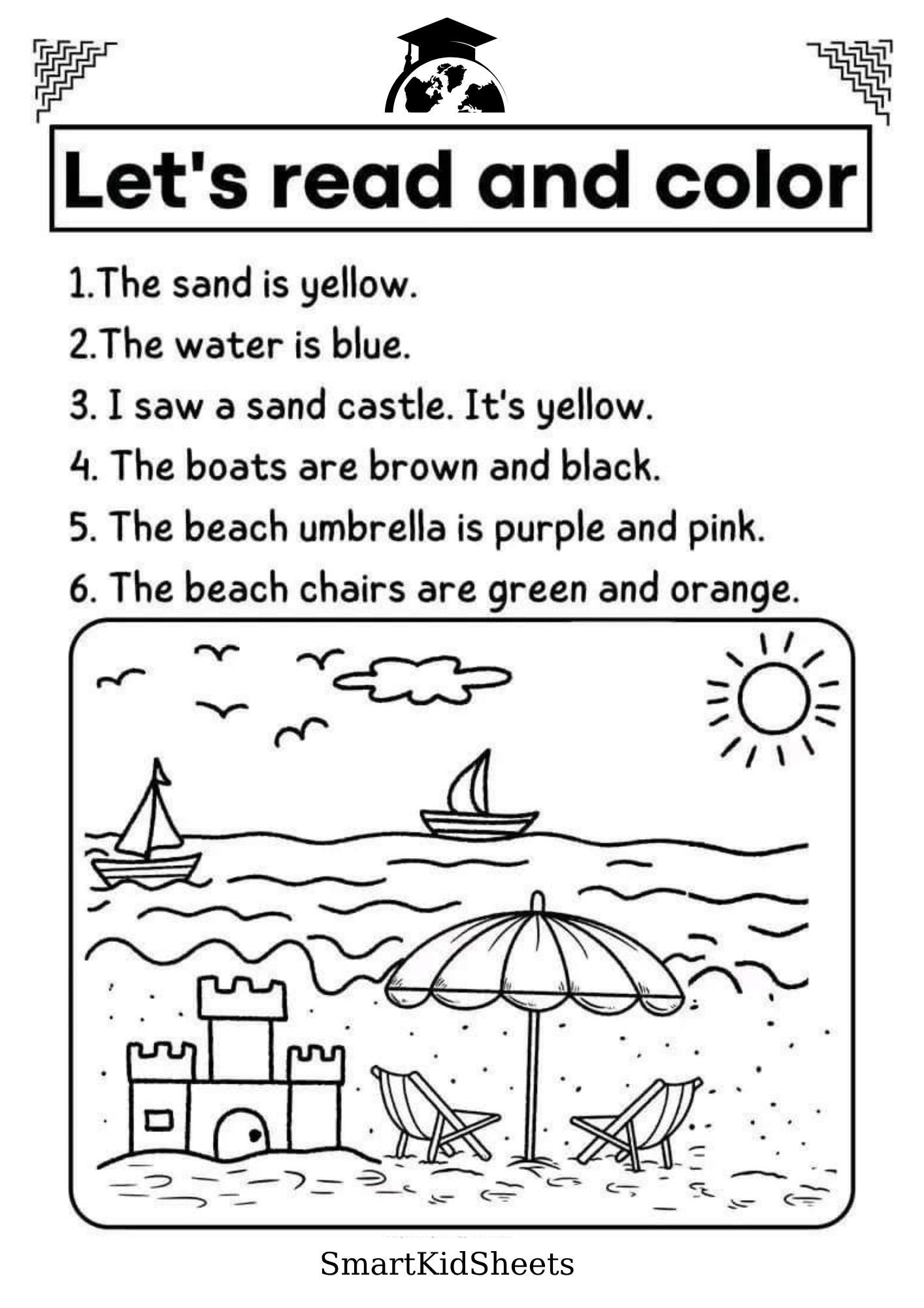 Summer ESL Activity for Kids, Fun Printable for Learning Colors - Etsy