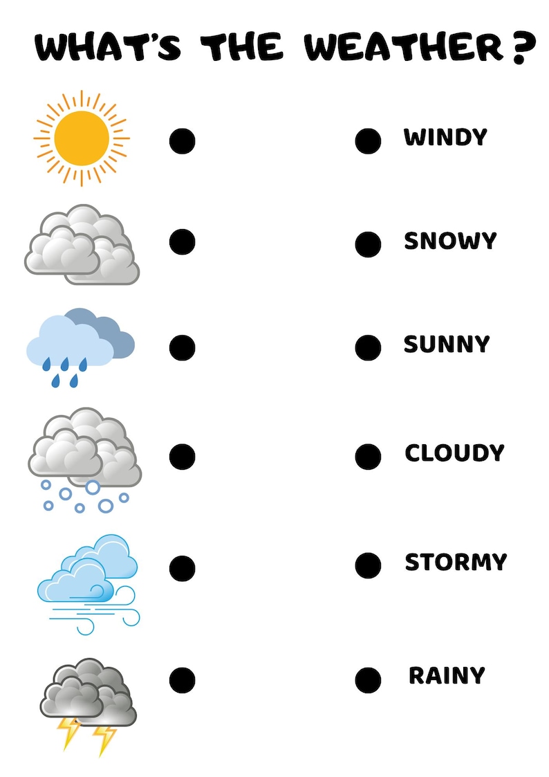 Fun ESL - Weather Matching Worksheet for Kids - Etsy