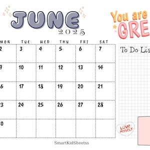 Free Printable June 2025 Kids Calendar - Etsy