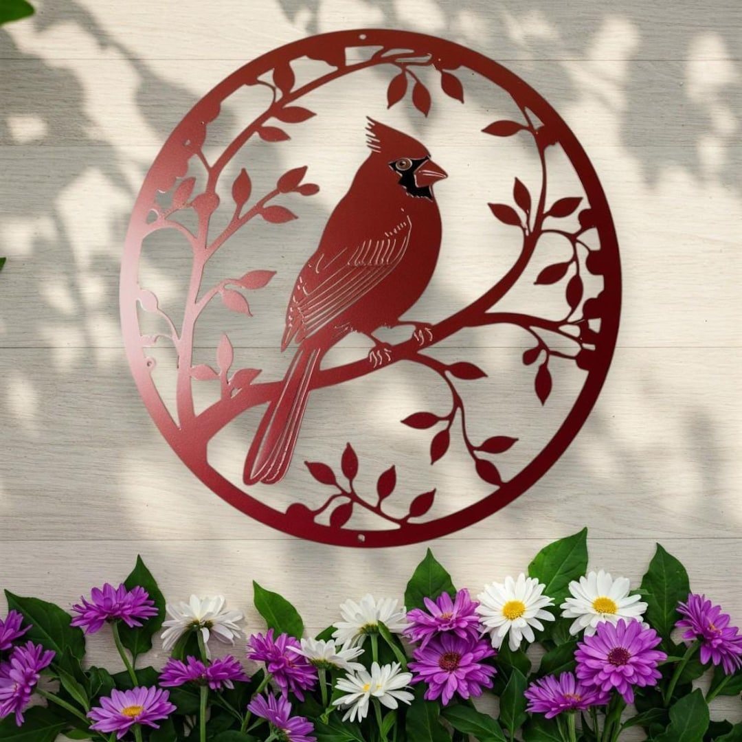 Cardinal Bird Metal Sign, Cardinal Metal Wall Art, Metal Bird Decor ...