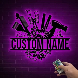 Custom Hair Salon Metal Sign, Personalized Salon Wall Decor, Hair Salon ...