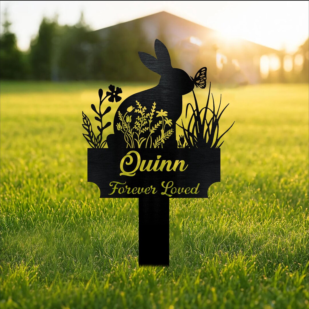 Custom Name Bunny Grave Marker, Pet Memorial Decor, Personalized Pet ...