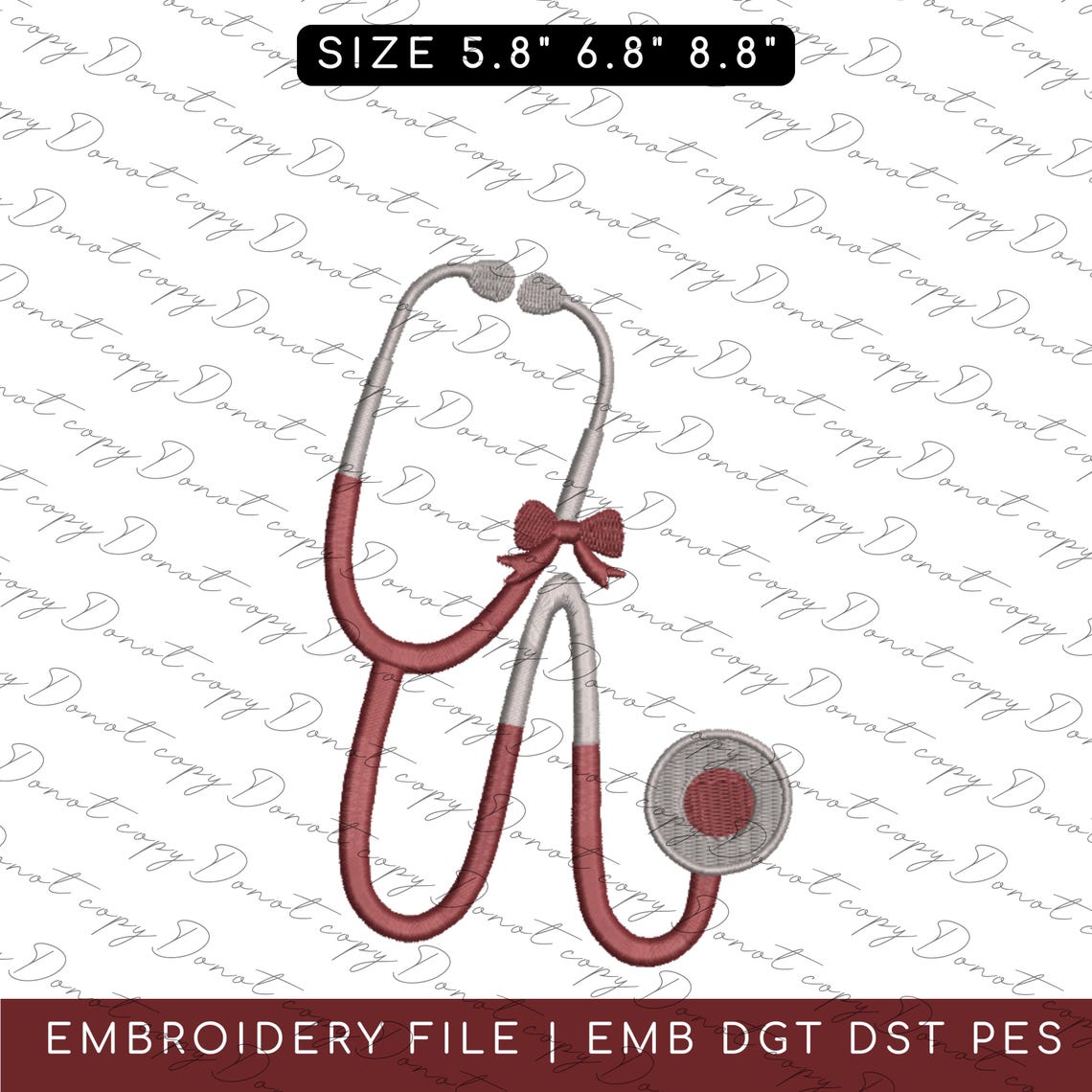 Therapist Medic Stethoscope Split Seam Side Bow Applique Professional ...