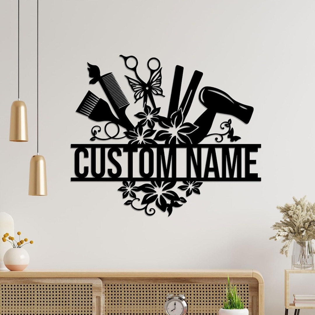 Custom Hair Salon Metal Sign, Personalized Salon Wall Decor, Hair Salon ...