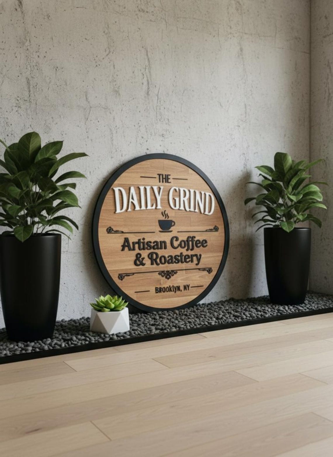 Custom Round Wooden Logo Sign - Personalized Plaque for Businesses ...
