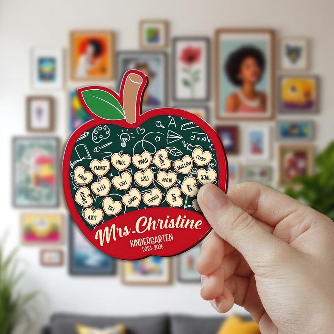 Personalized Teacher Shaker Magnet, Custom Teacher Heart With Student ...