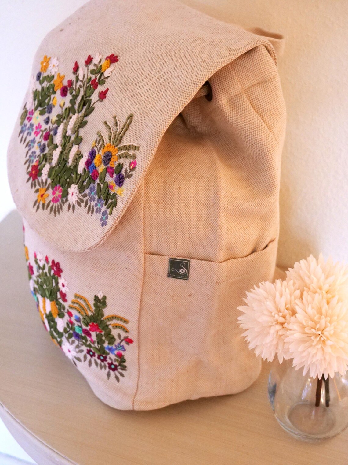 Hand-embroidered Backpack, Gots-certified Cotton. Fair Production. Top ...