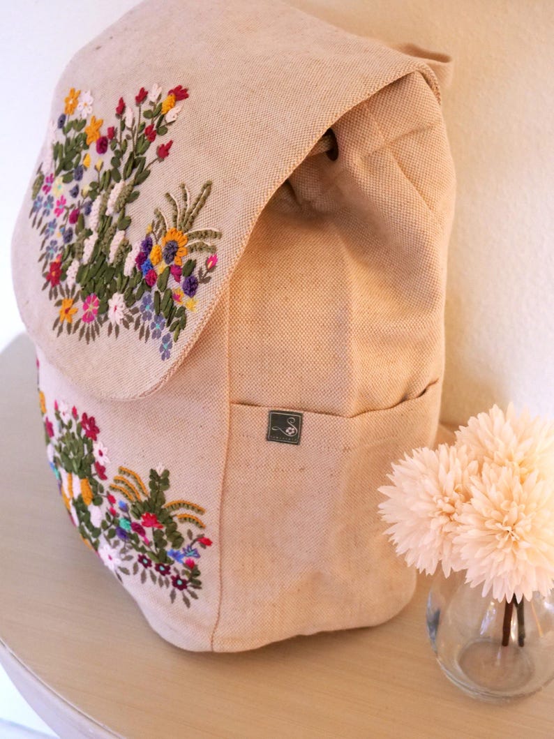 Hand-embroidered Backpack, Gots-certified Cotton. Fair Production. Top ...