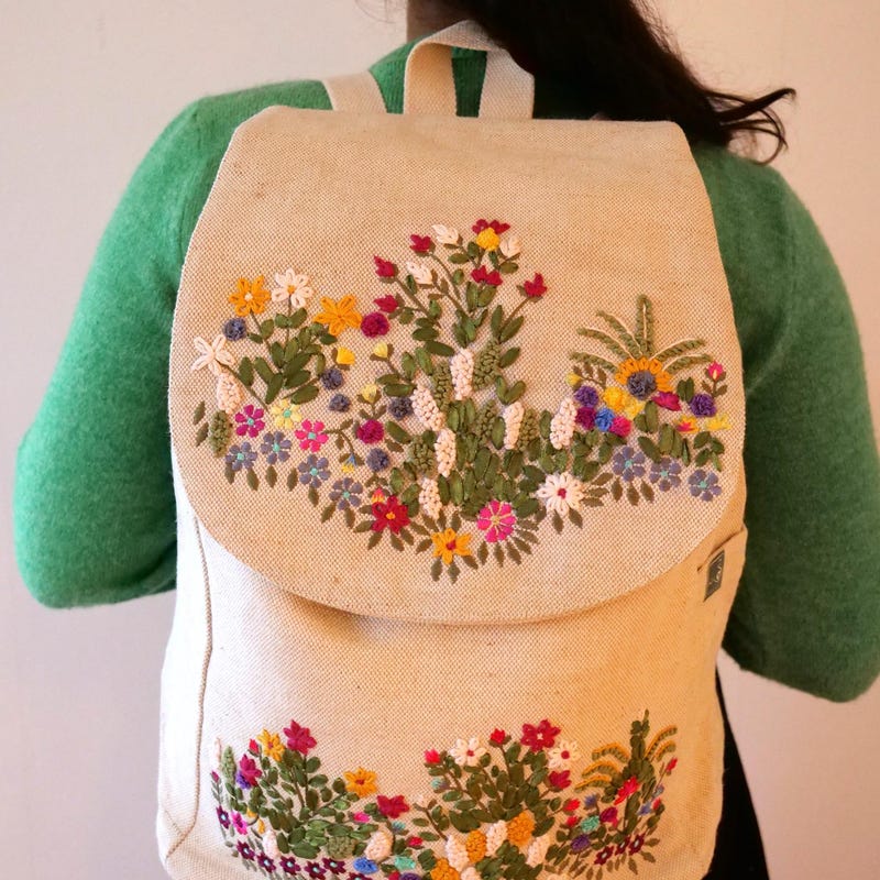 Embroidered Backpack - Etsy