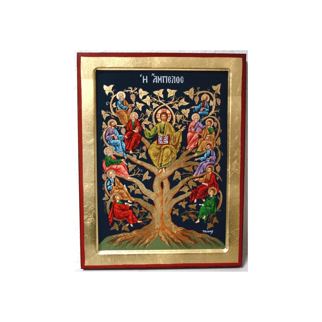 Jesus Christ With 12 Holy Apostles – Vine Icon – Tree of Life – Christ ...