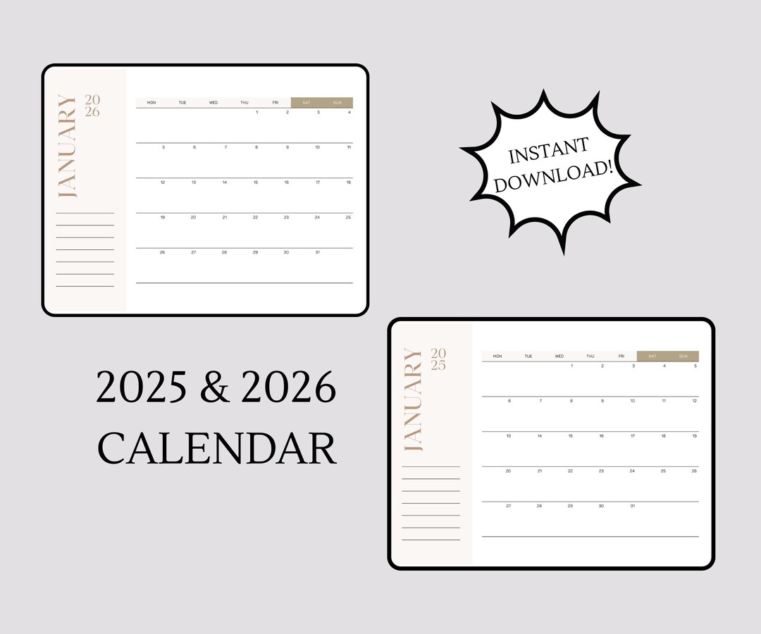 2025 Calendar 2026 Earthy Printable Calendar Neutral Tones - Etsy