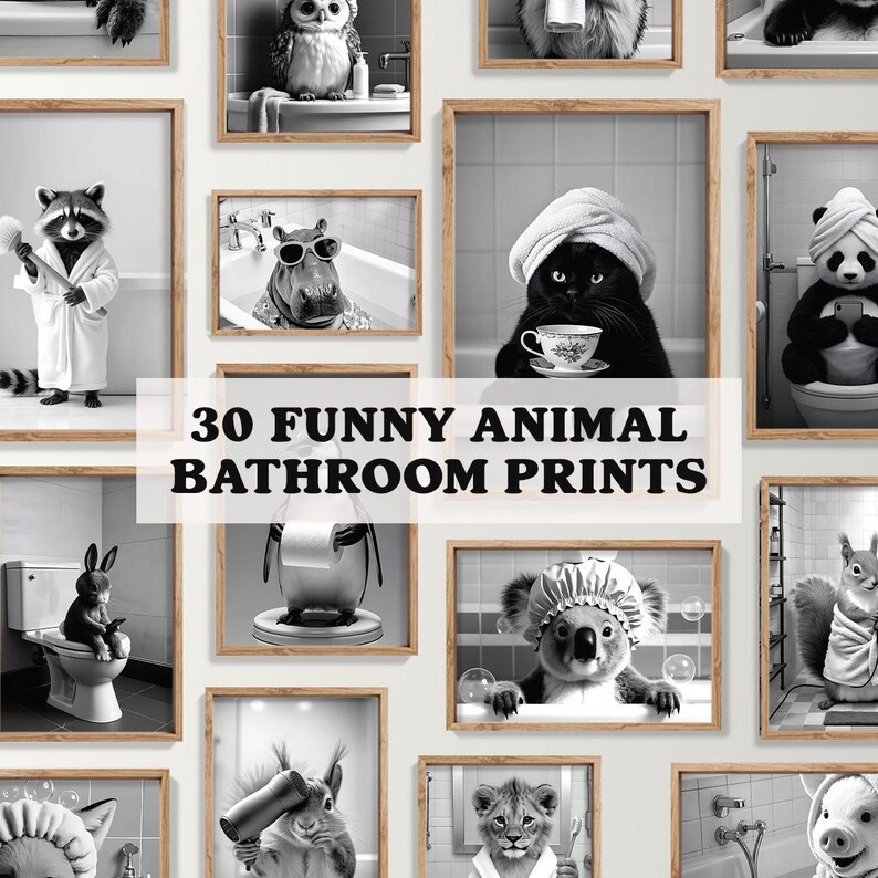 30 Funny Art Quirky Animal Pet for Bathroom Decor Printable Art Funny ...