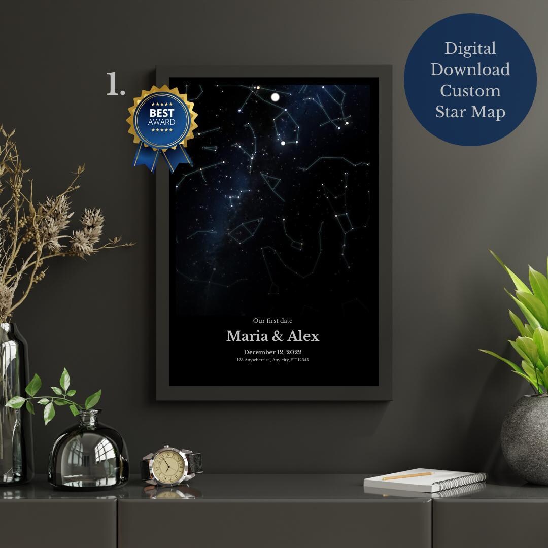 Personalized Star Map – Custom Night Sky Poster With Date, Time ...