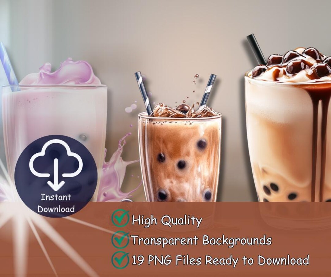 Boba Milk Tea PNG Clipart, Bubble Tea Transparent Background, Digital ...