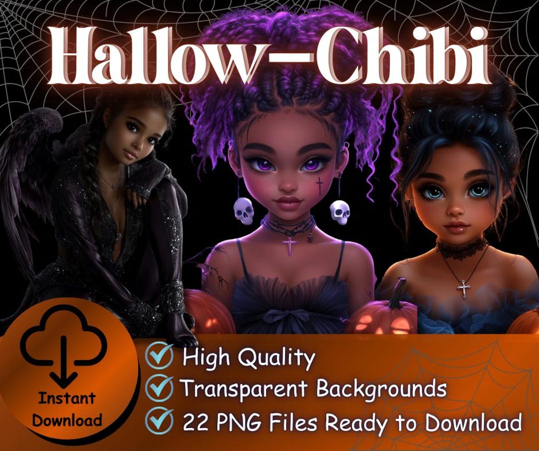 Hallow-chibi Clipart Set | Halloween PNG Characters & Icons - Etsy