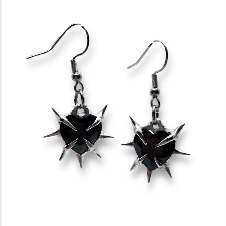 Silver Spiky Earrings, Stainless Steel Earrings, Gothic Edgy Jewelry - Etsy