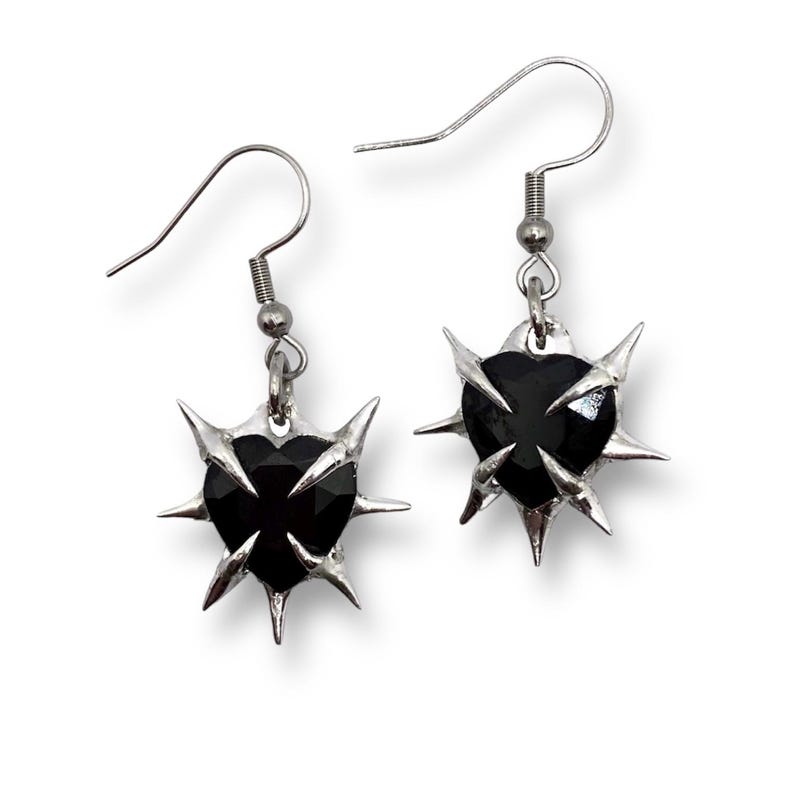 Silver Spiky Earrings, Stainless Steel Earrings, Gothic Edgy Jewelry - Etsy