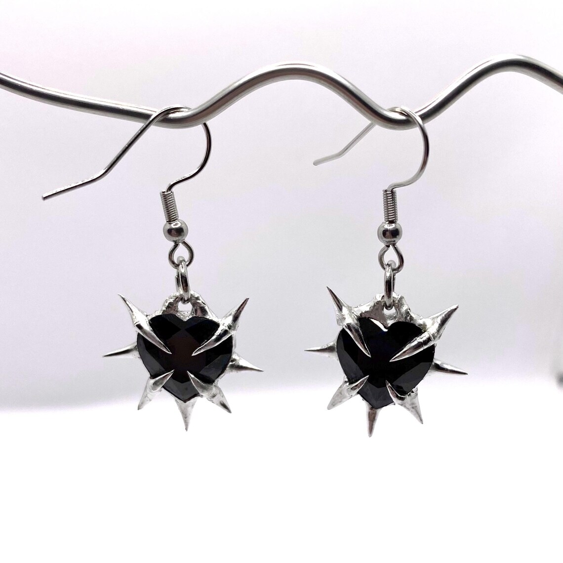 Silver Spiky Earrings, Stainless Steel Earrings, Gothic Edgy Jewelry - Etsy
