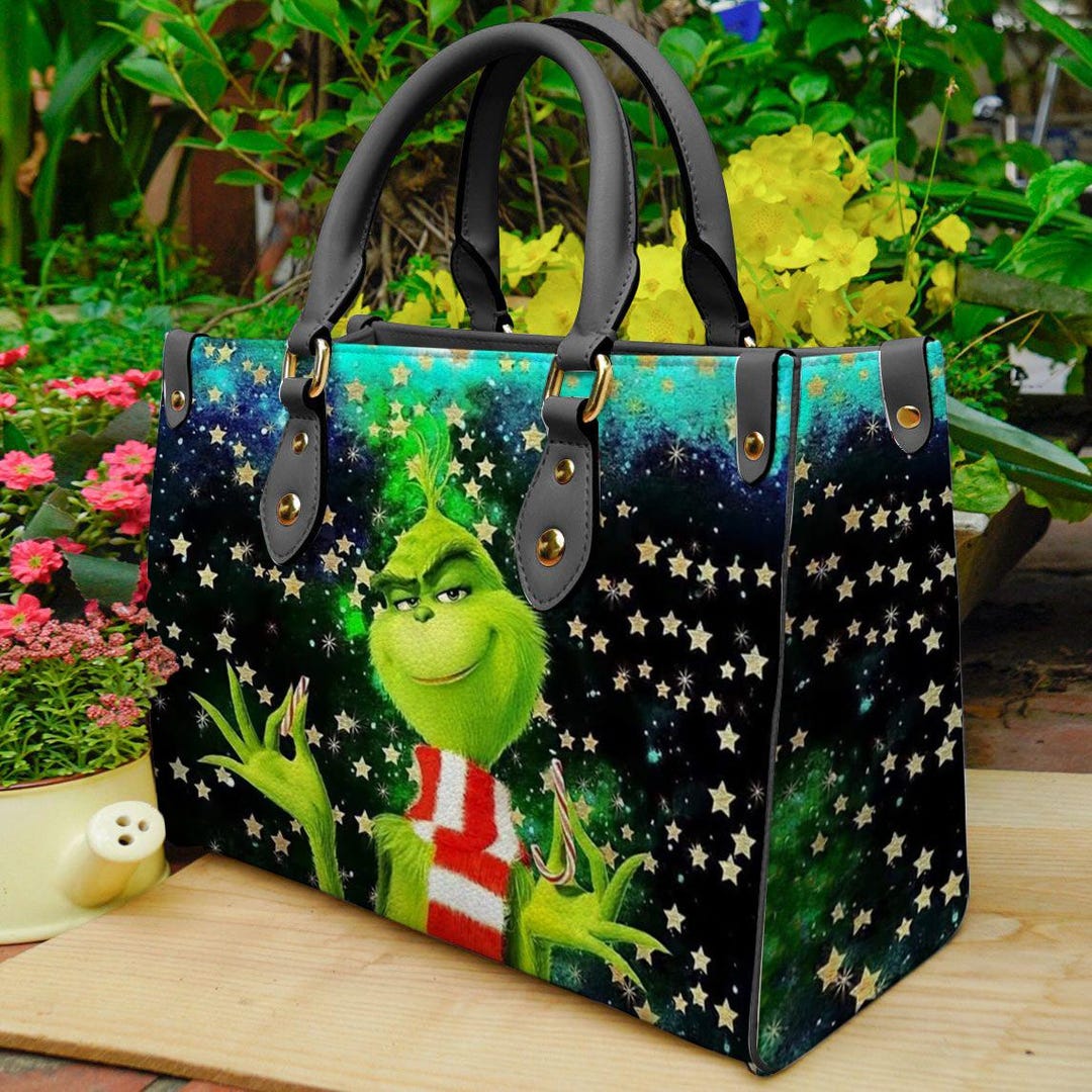 Grinch Christmas Leather Handbag, Grinch Women Bag, Shoulder Bag Gift ...