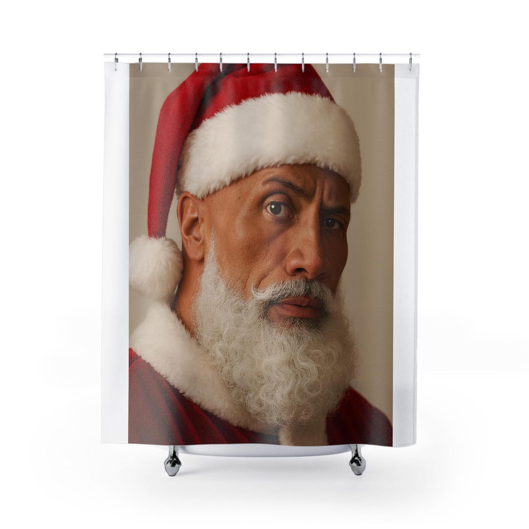 Serious Santa Portrait Shower Curtain | Holiday Bathroom Decor - Etsy