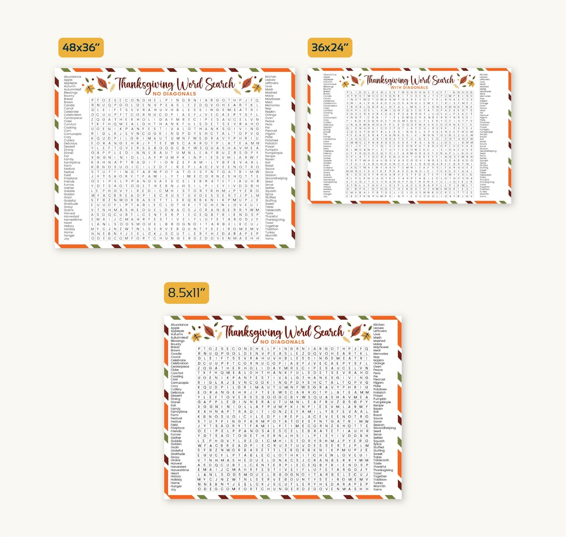 Printable Giant Thanksgiving Fun Word Find Search Game Thanksgiving ...